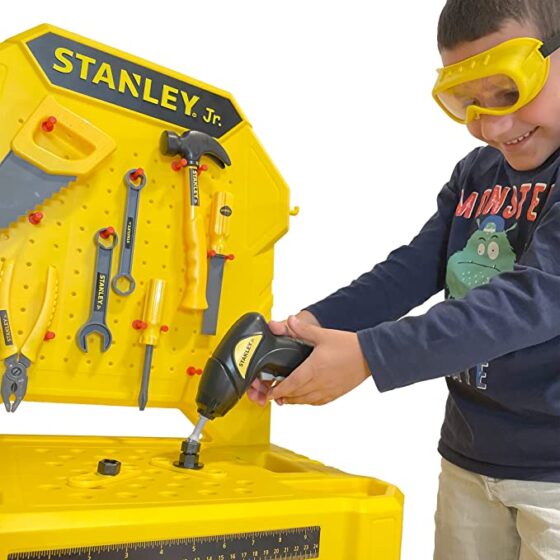 STANLEY Jr. Pretend Play Workbench & Power Drill & Toolset - RED TOOL BOX